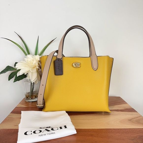 Coach | Bags | Nwt Coachwillow Leather Tote 24 In Colorblock | Poshmark